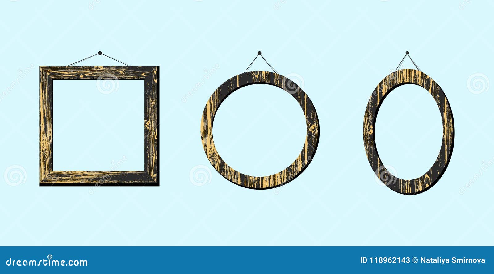 Set of wooden frames stock vector. Illustration of graphical - 118962143