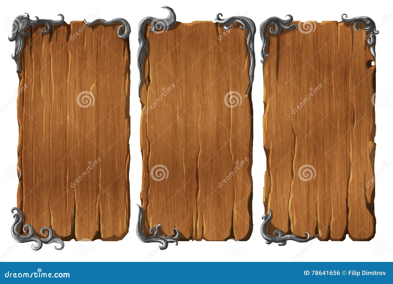 Set of Wooden Interface Elements Stock Illustration - Illustration of isolated, corners: 78641656