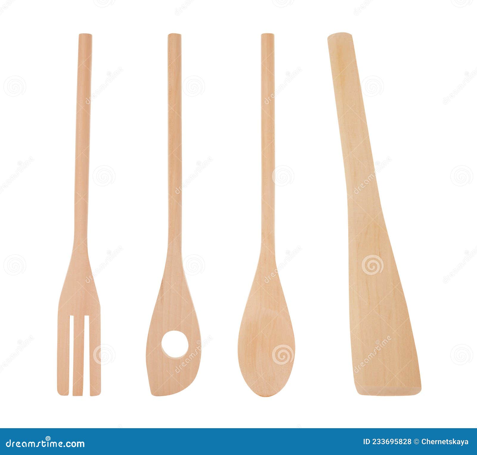 Set of Wooden Kitchen Tools on White Background Stock Photo - Image of ...