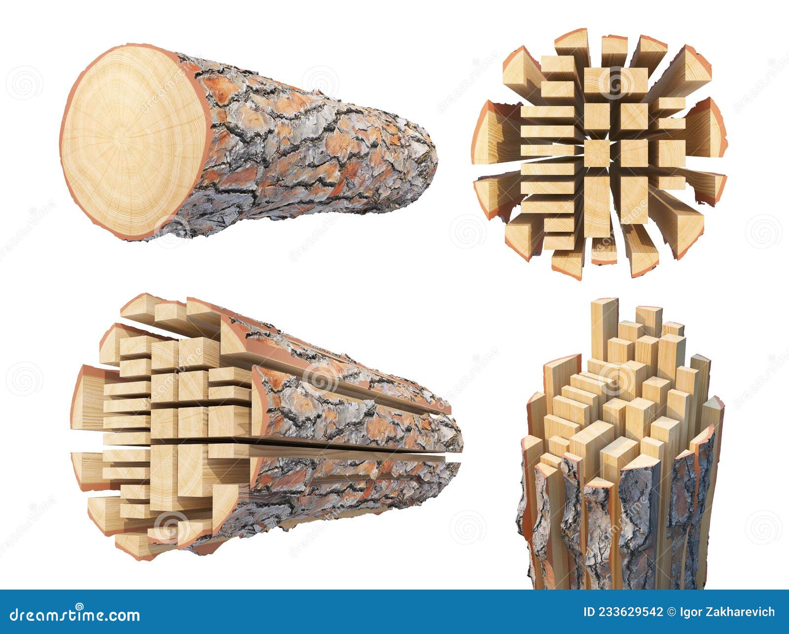 Set of Wooden Log Cut on a Lumber. Stock Illustration - Illustration of ...