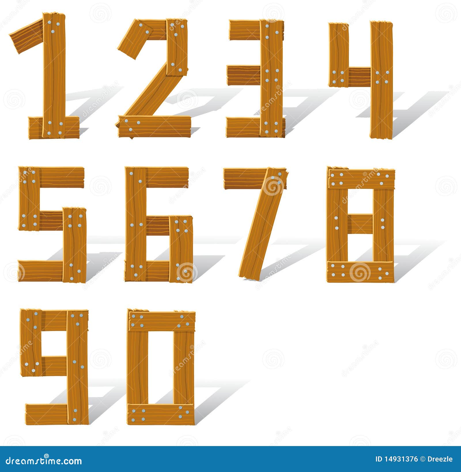 Set wooden numbers stock vector. Illustration of vector - 14931376