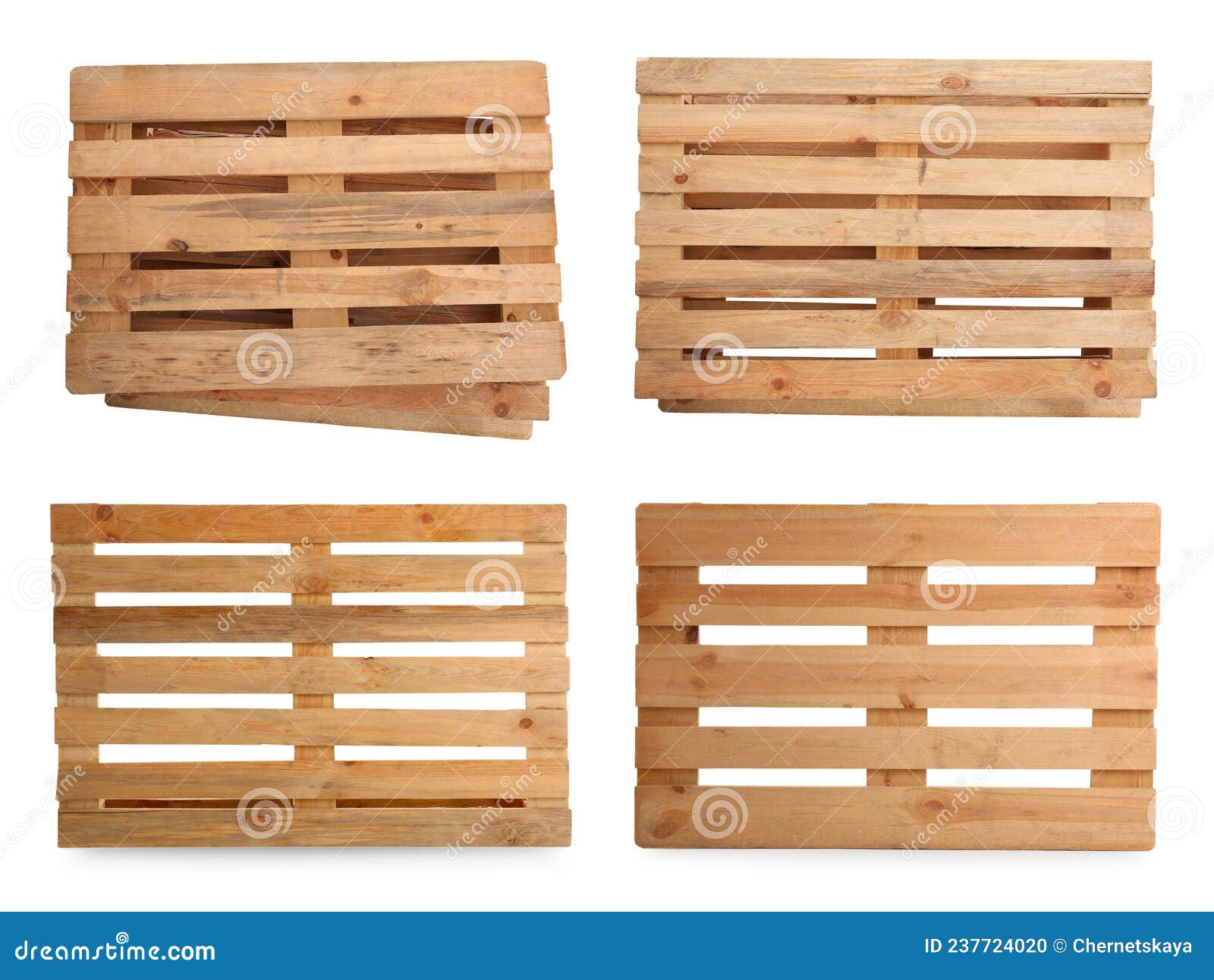 Set with Wooden Pallets on White Background Stock Photo - Image of ...