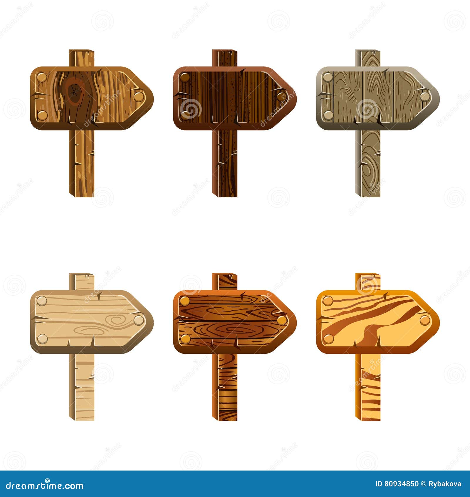 Set wooden pointers stock illustration. Illustration of road - 80934850