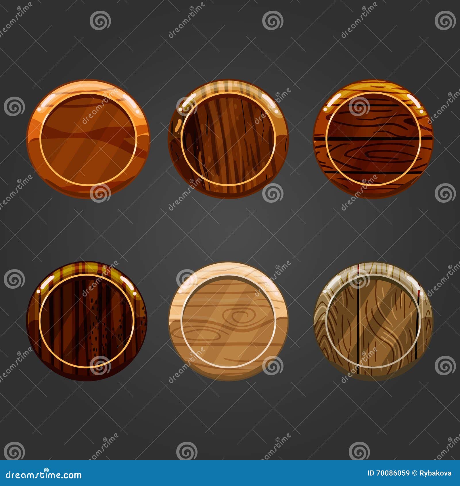Set of Wooden Round Buttons Stock Illustration - Illustration of ...