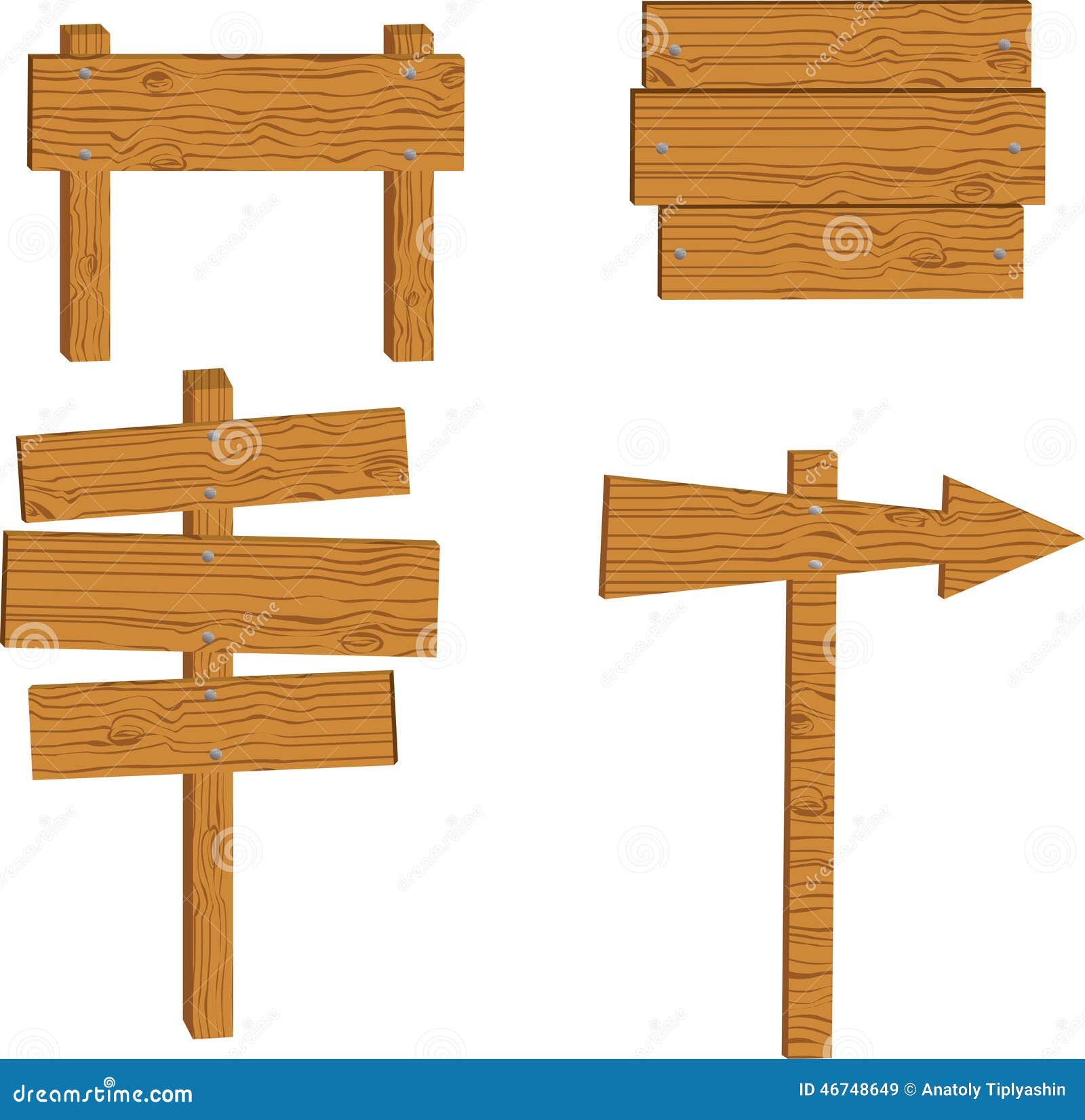 Set of wooden sign stock vector. Illustration of path - 46748649