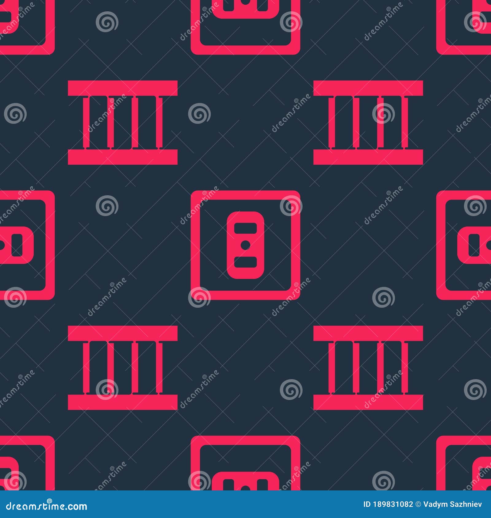 Set Wooden Staircase and Electrical Outlet on Seamless Pattern. Vector ...