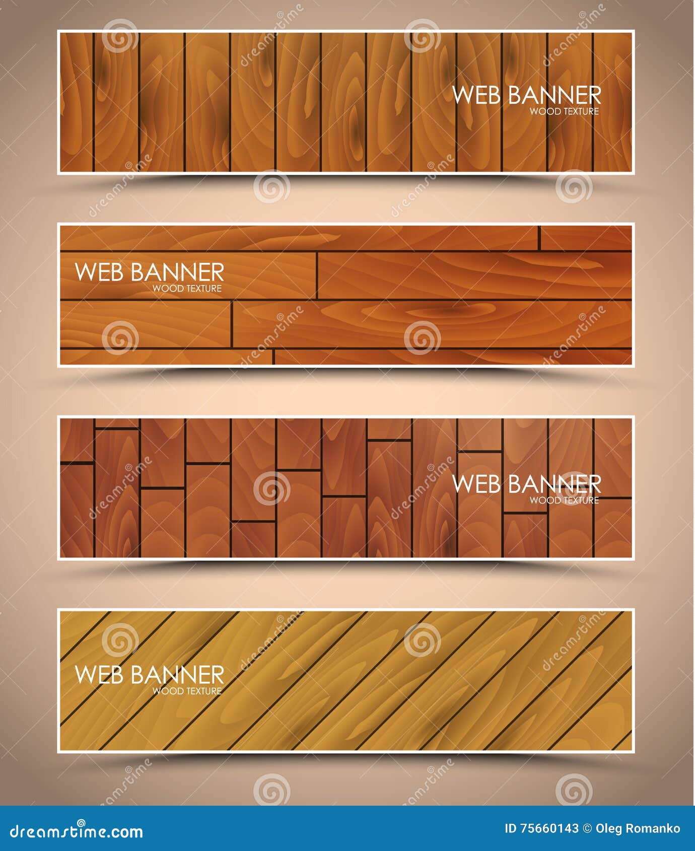 Set of wooden web banners stock vector. Illustration of icon - 75660143