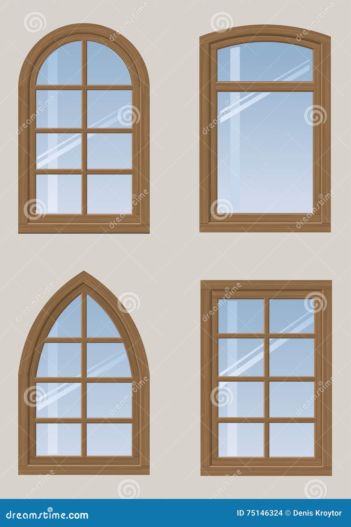 Set of wooden windows stock vector. Illustration of classic - 75146324
