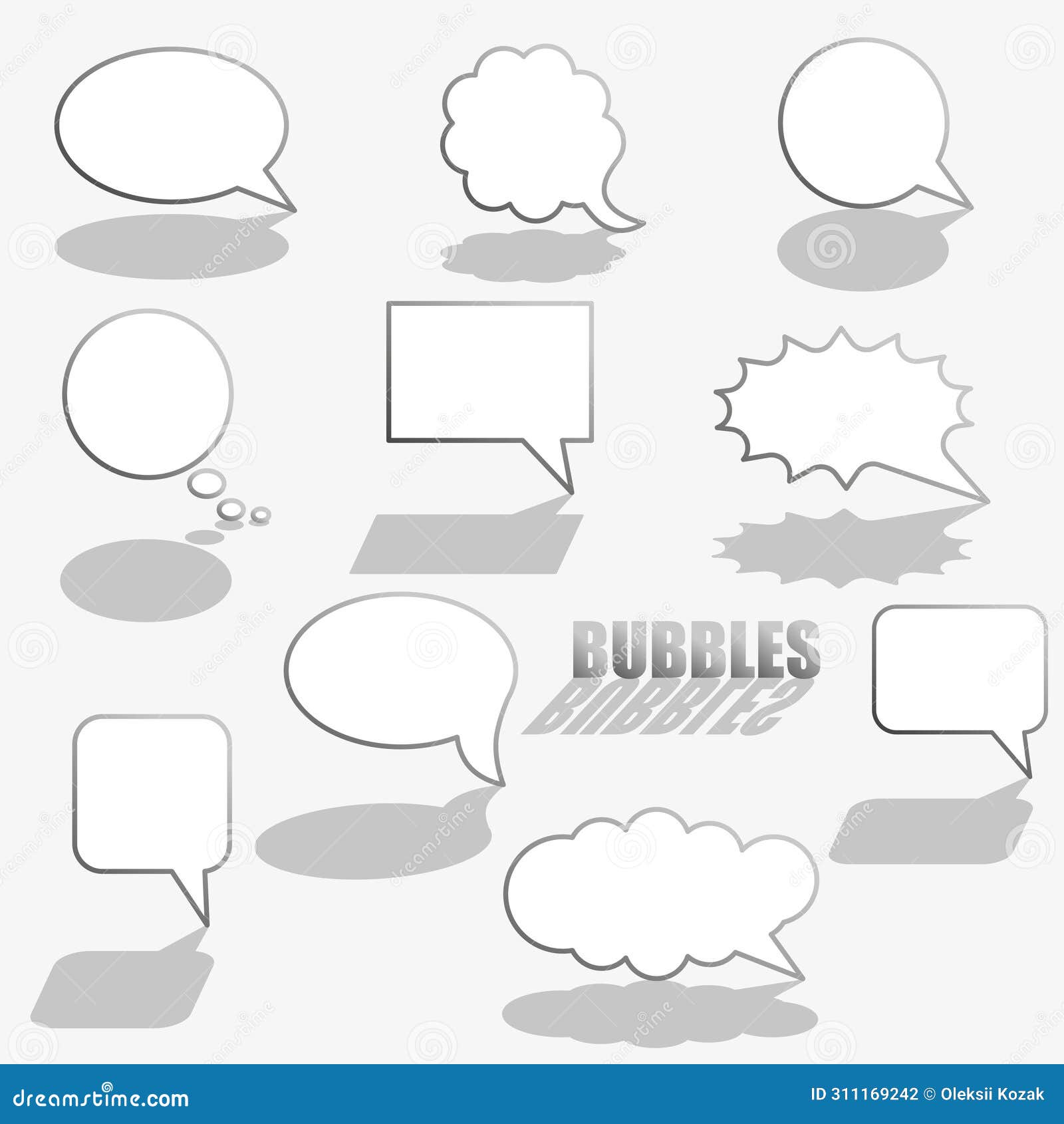 Set of Word Bubbles with Shadow. Different Bubbles for Communication ...