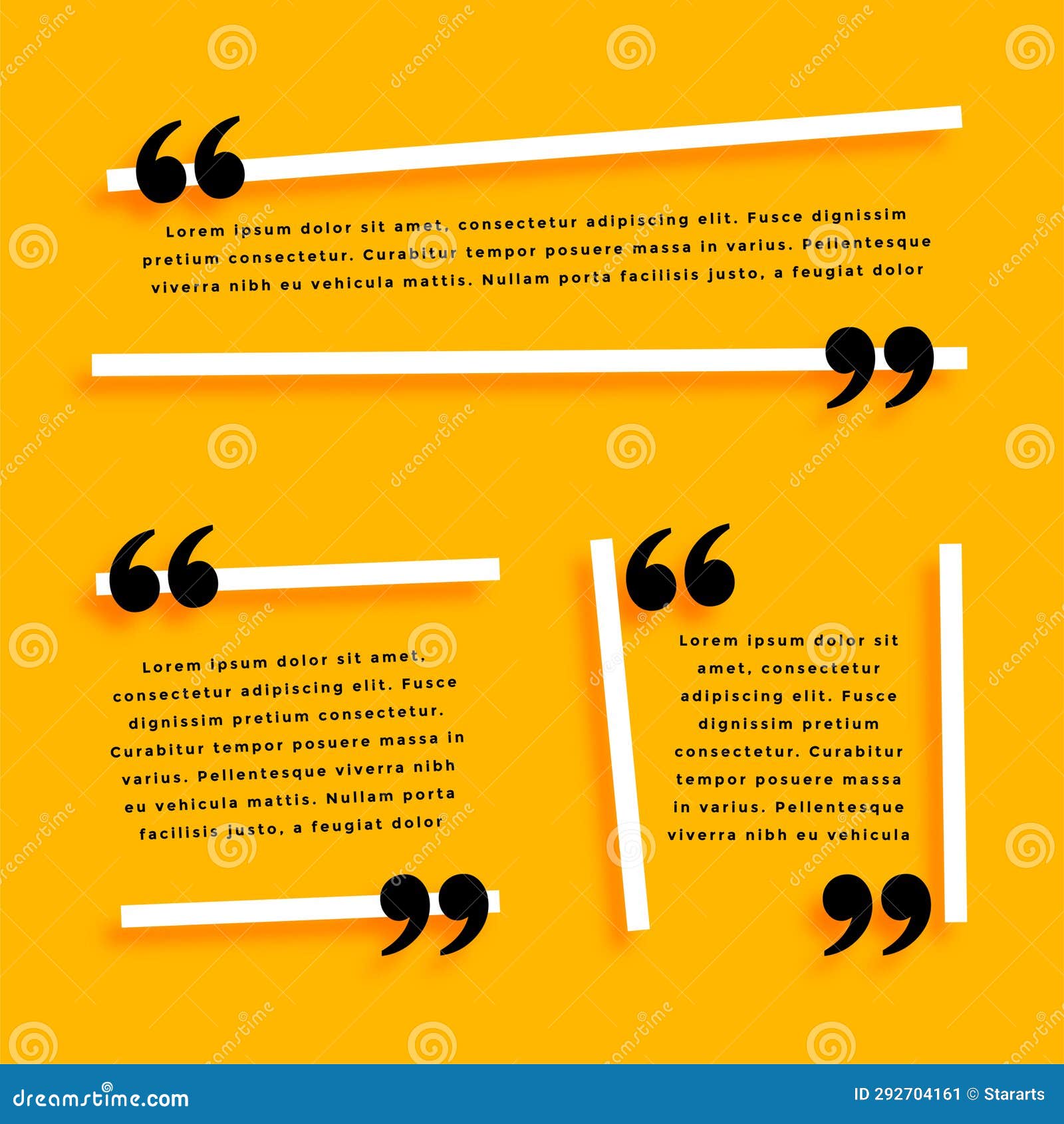 Set of Word Punctuation Inverted Comma Yellow Template Design Stock ...