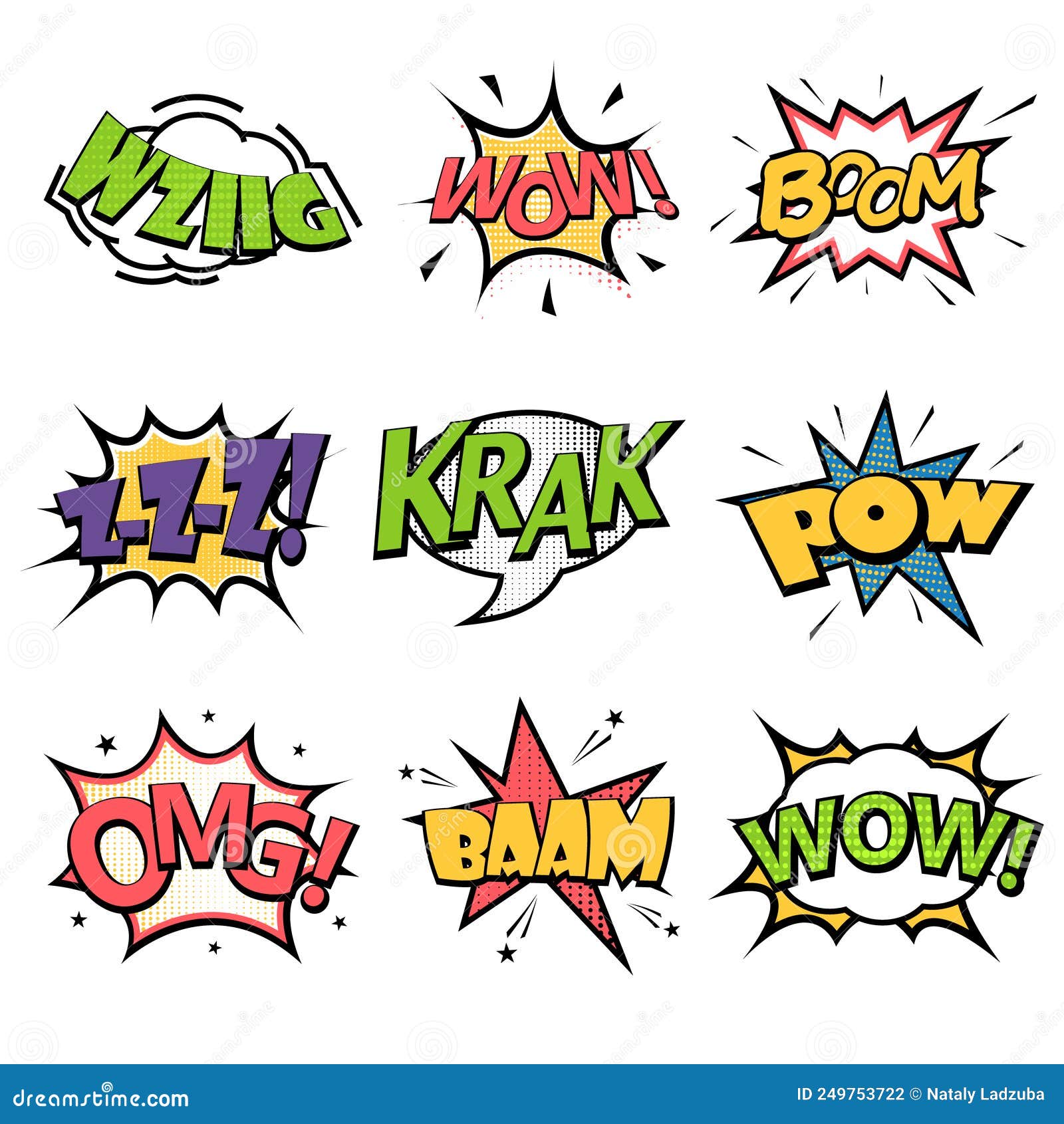 Set of Words of Sounds in Comics Pop Art Style. Vector Stock Vector ...