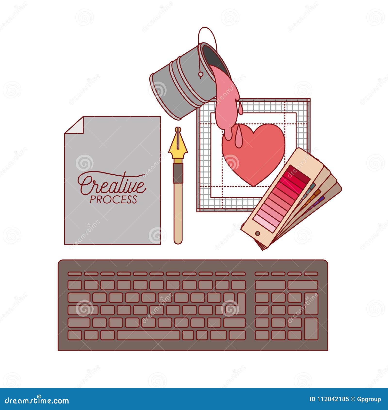 Set Work Elements Graphic Design Creative Process on White Background ...
