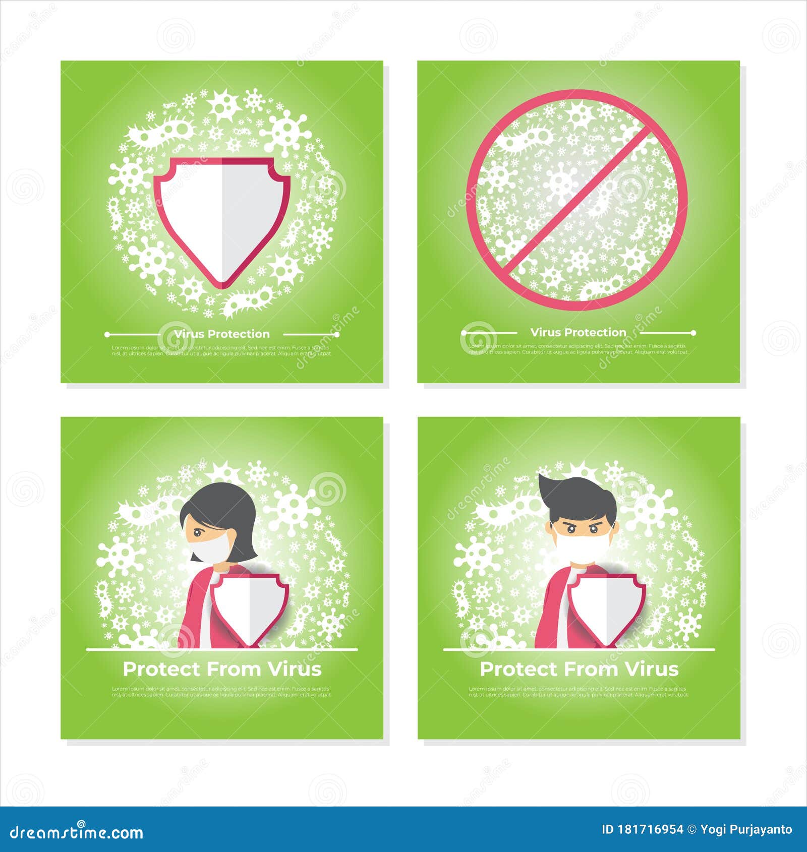 Set of Protect from Virus Poster Design Stock Vector - Illustration of ...