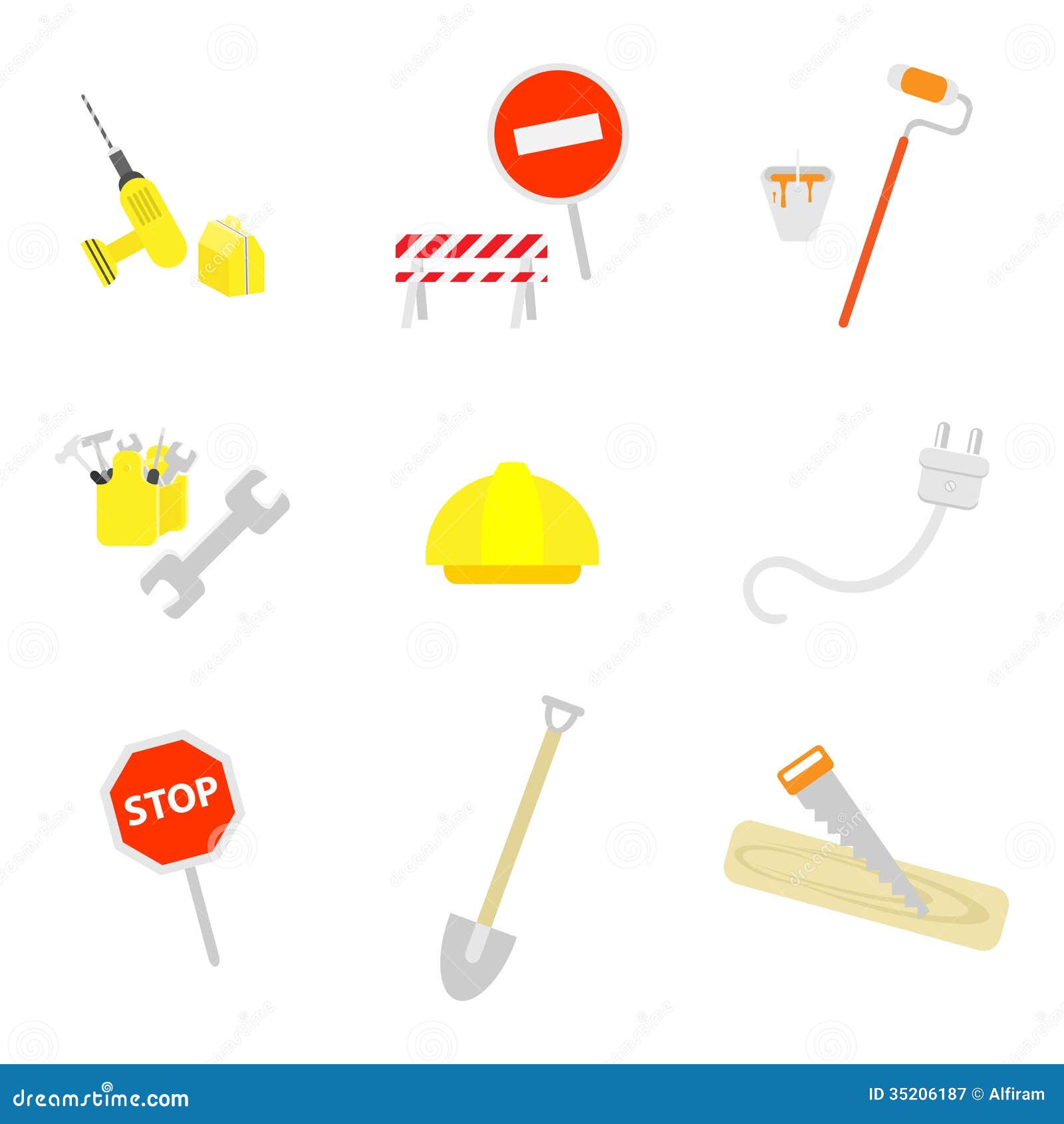 Set of work icons stock vector. Illustration of stop - 35206187