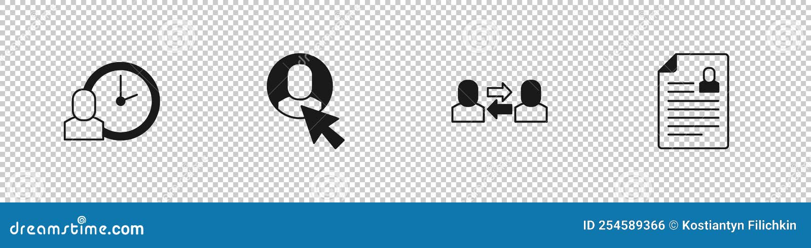 Set Work Time, Worker, Exchange Work and Resume Icon. Vector Stock ...