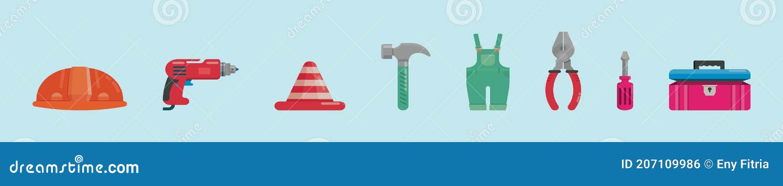 Set of Worker Cartoon Icon Design Template with Various Models. Vector ...
