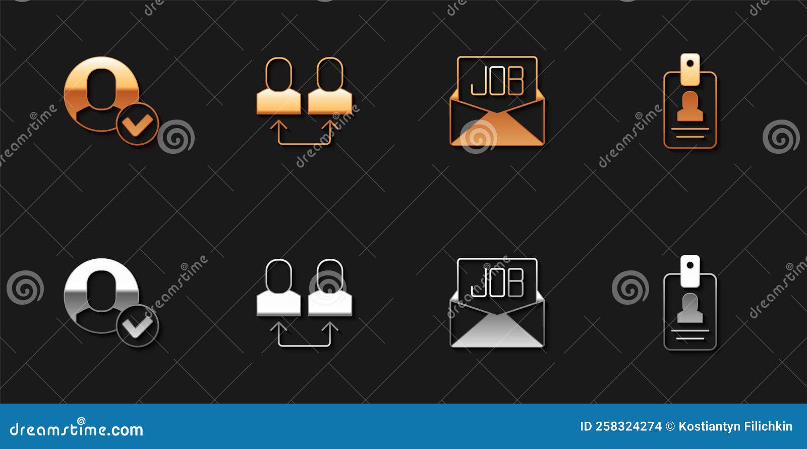 Set Worker, Exchange Work, Search Job and Identification Badge Icon ...