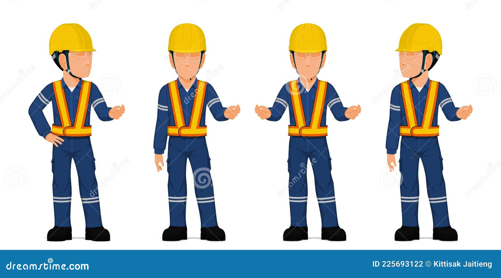 Set of Worker is Explaining on White Background Stock Vector ...