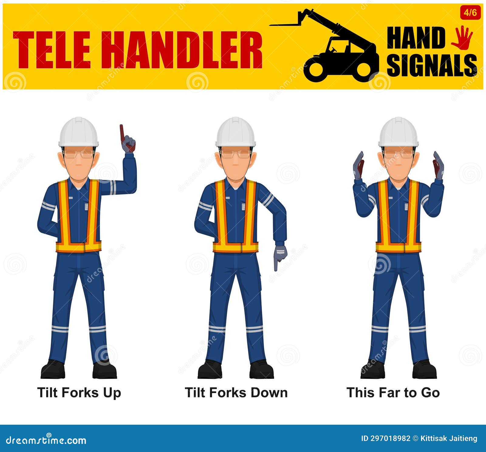 Set of Worker Present Tele Handler Signal on White Background Stock ...
