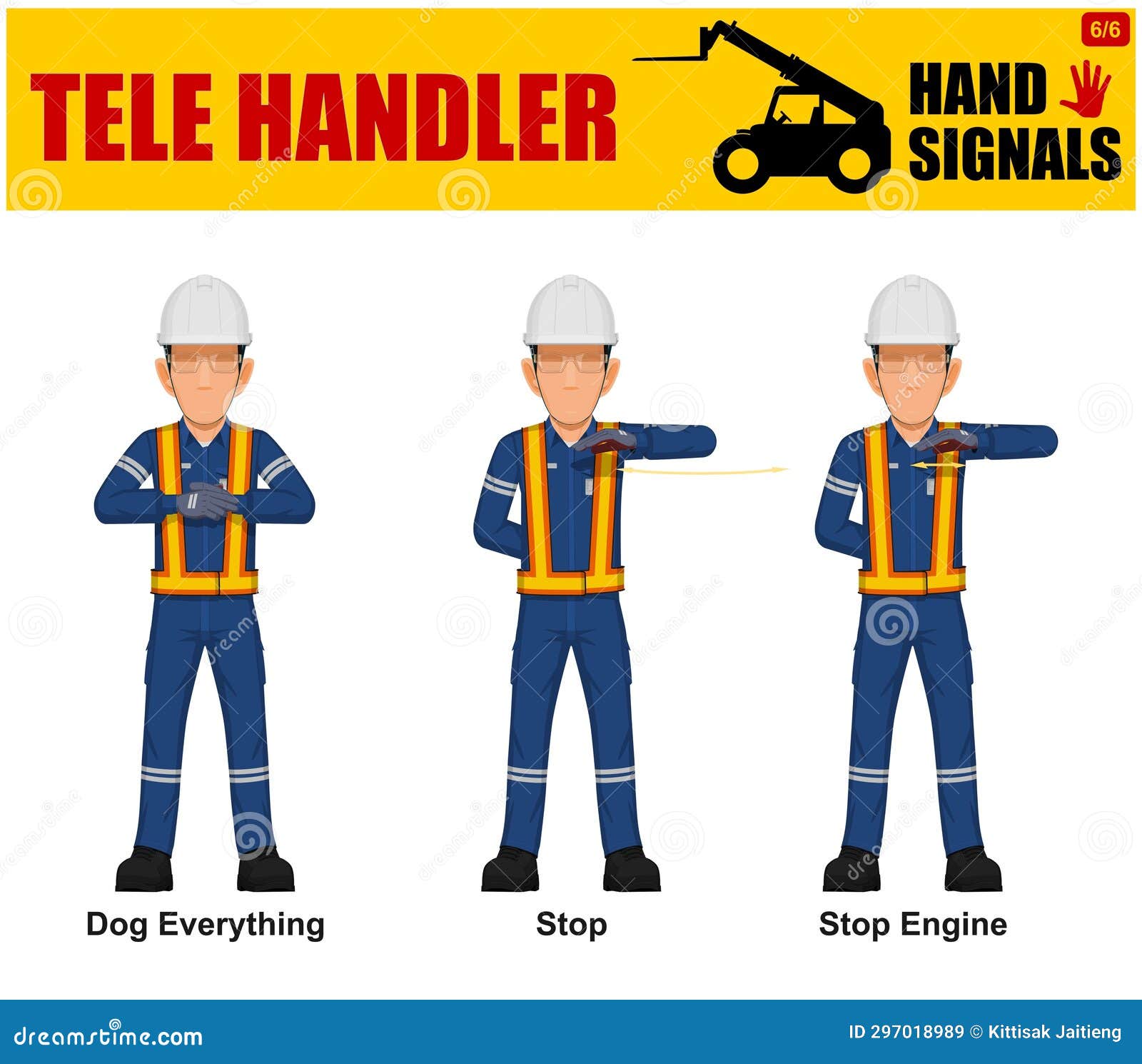 Set of Worker Present Tele Handler Signal on White Background Stock ...