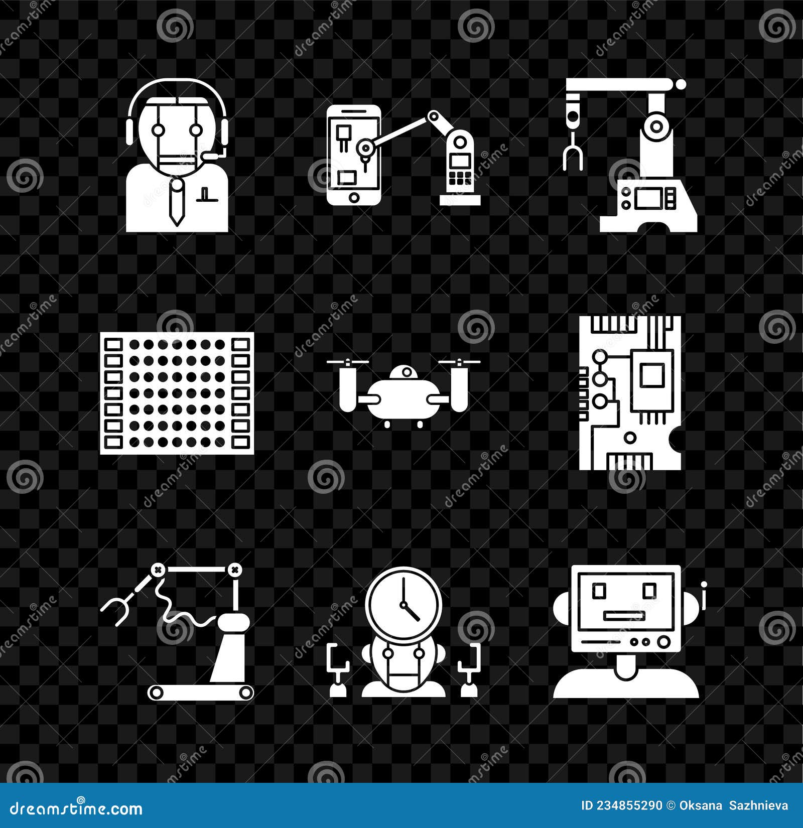 Set Worker Robot, Industrial Machine Robotic Arm Hand, Assembly Line ... Set Worker Robot, Industrial Machine Robotic Arm Hand, Assembly Line ...