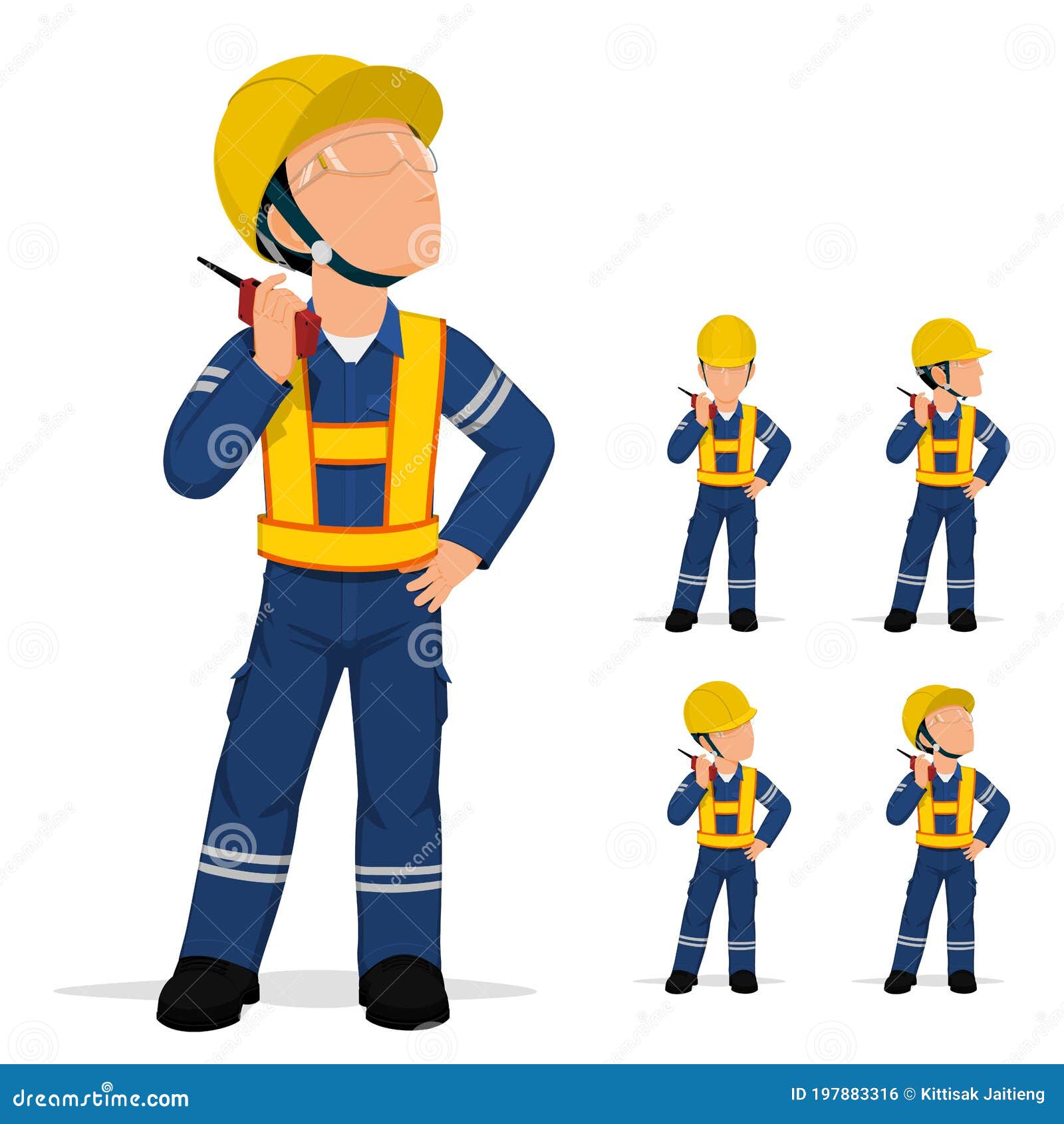 Set of Worker is Talking with the Walkie-talkie Stock Vector ...