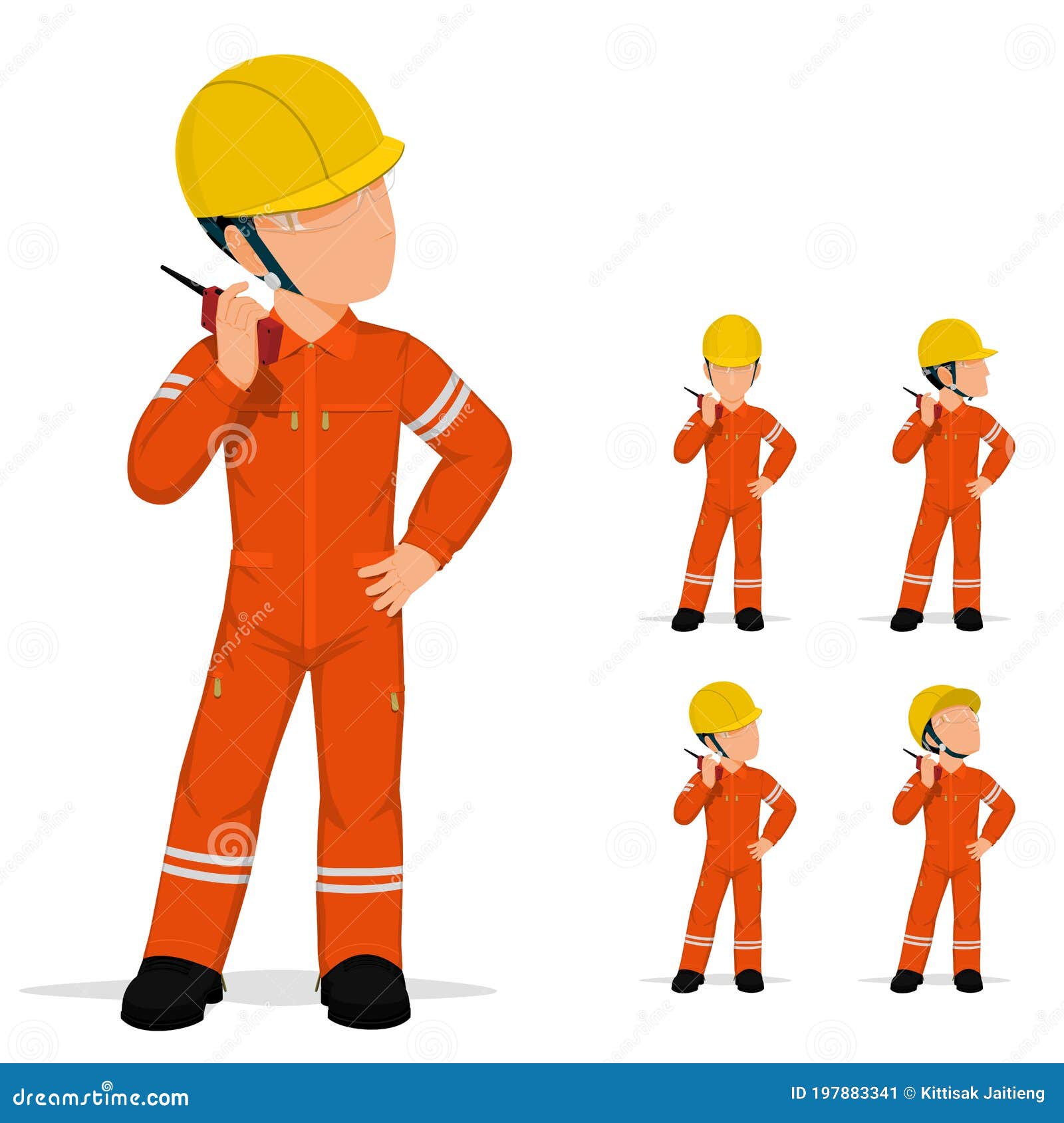 Set of Worker is Talking with the Walkie-talkie Stock Vector ...