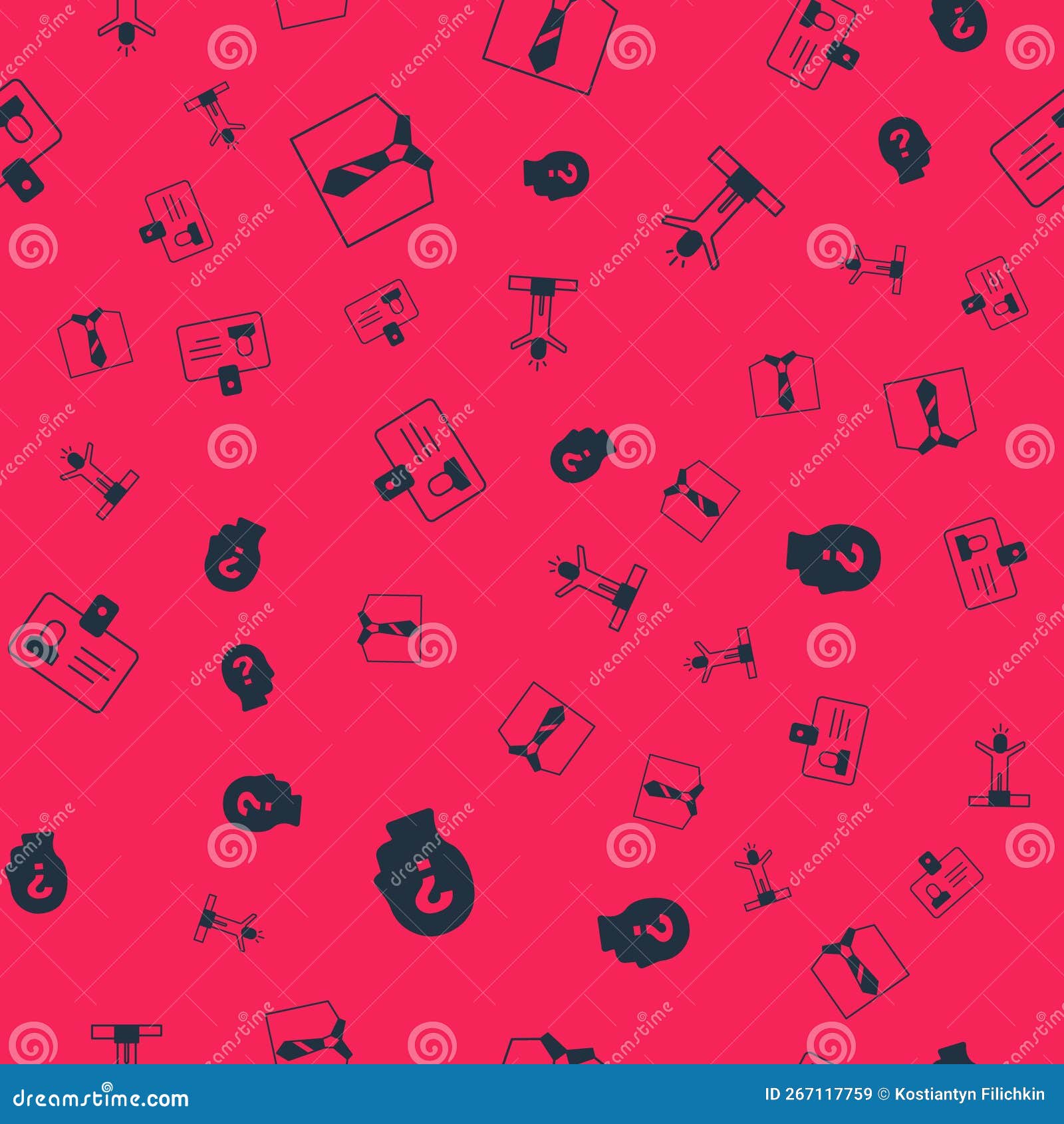 Set Worker, Tie, Identification Badge and Productive Human on Seamless ...