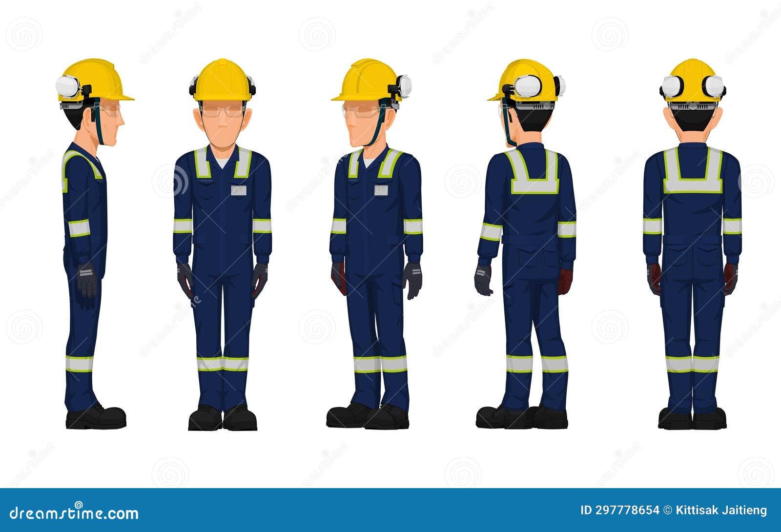 Set of Worker Turn Around on White Background Stock Vector ...