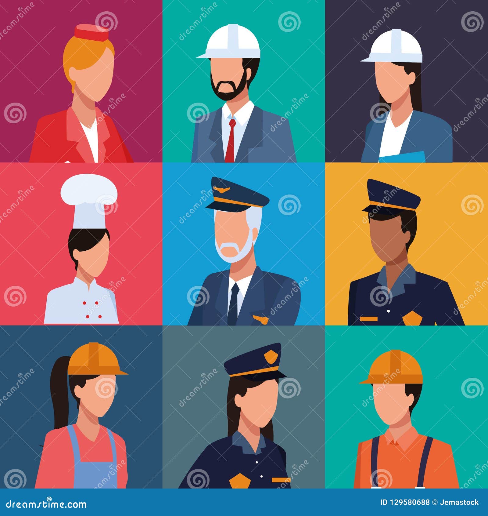 Set of workers profile stock vector. Illustration of social - 129580688