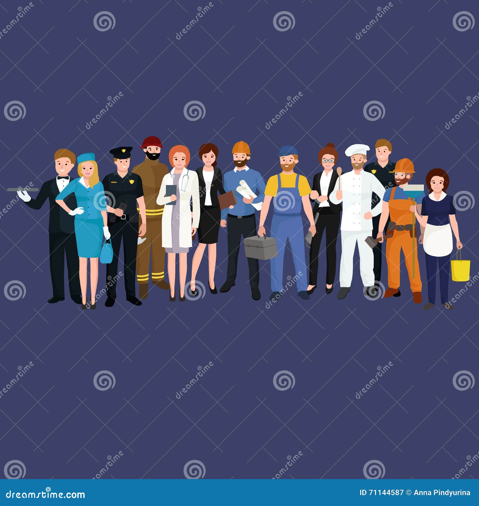 Set Workers Team, Profession People Uniform, Cartoon Vector ...