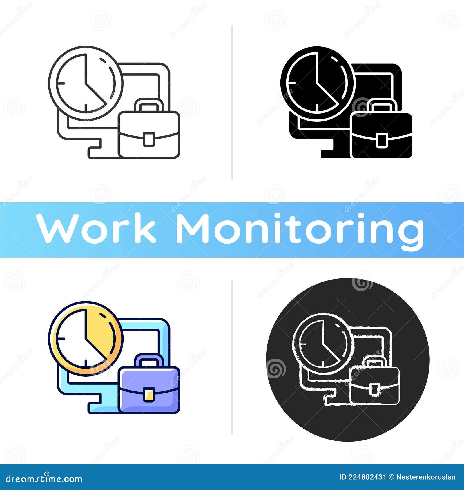Set working hours icon stock vector. Illustration of distance - 224802431