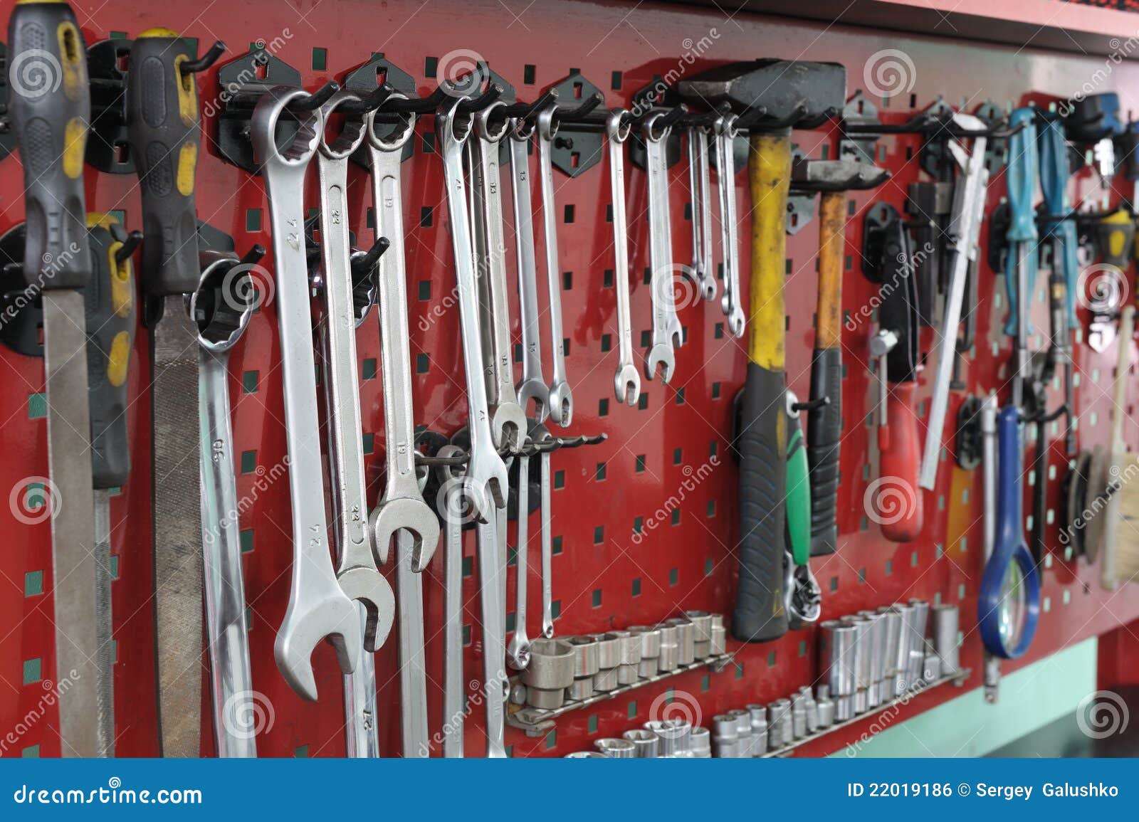 Set of the Working Tool at the Stand Stock Photo - Image of measure ...