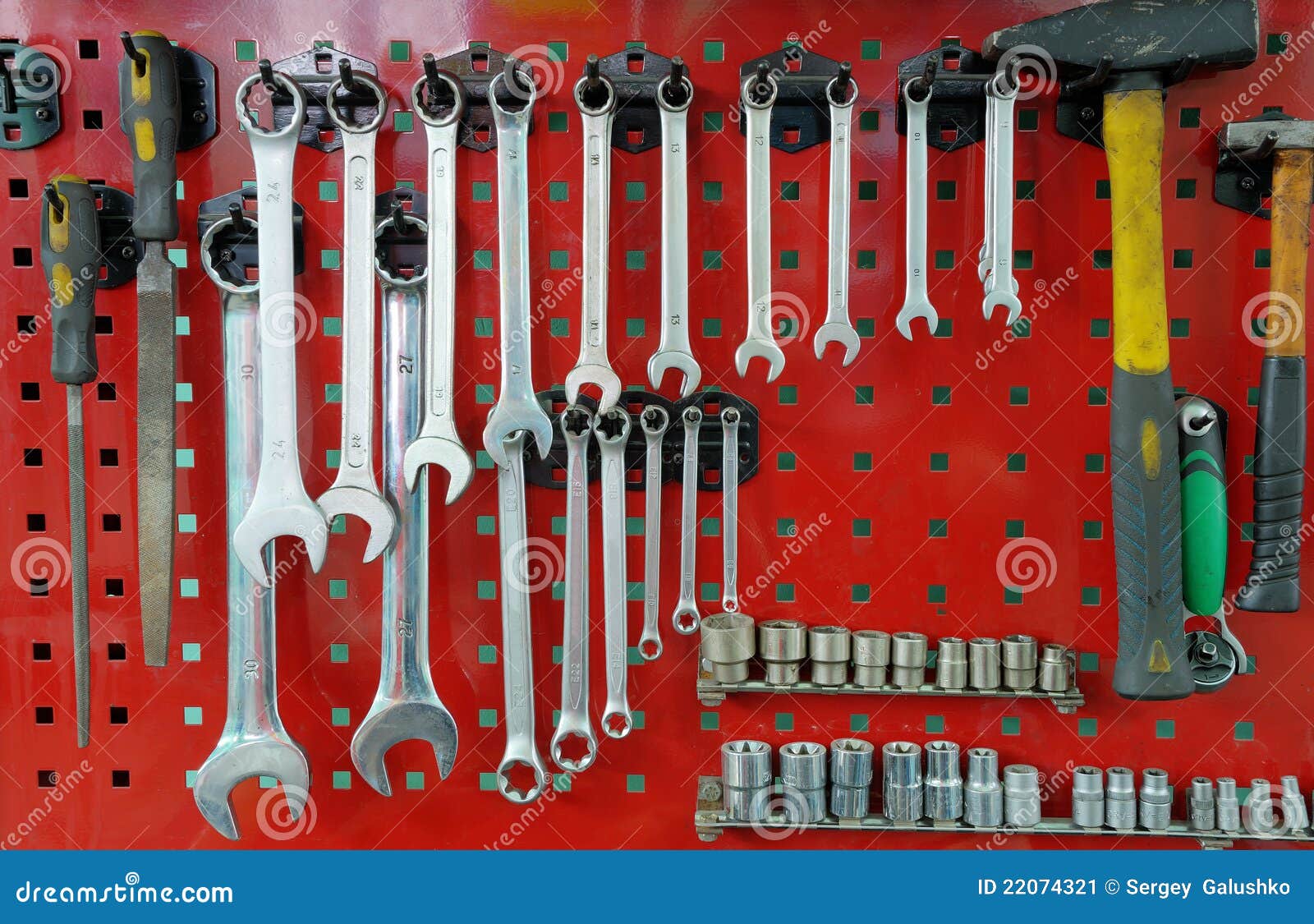 Set of the Working Tool at the Stand Stock Image - Image of steel ...