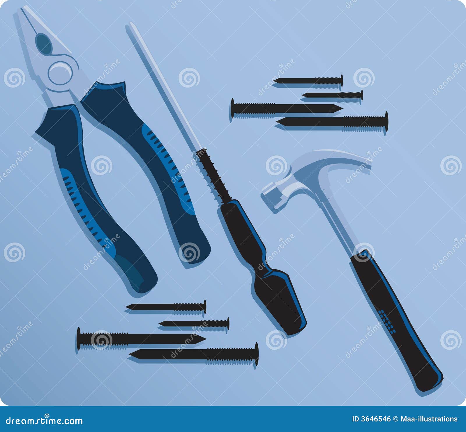 A set of working tools stock vector. Illustration of black - 3646546