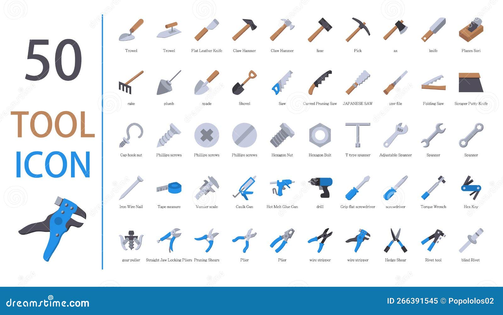 Set of Working Tools Icon. Flat Design. Stock Vector - Illustration of ...