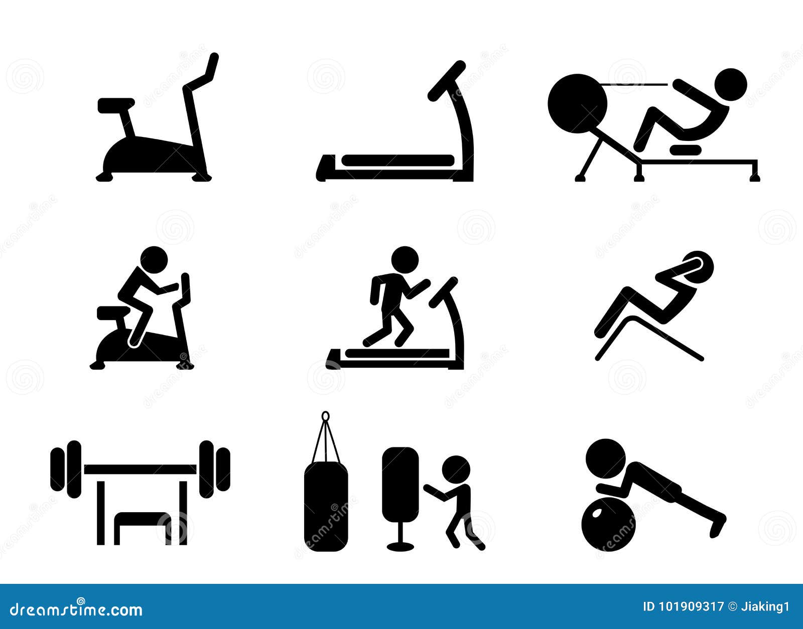 Set of Workout and Gym Machines Icons, Vector Stock Vector ...