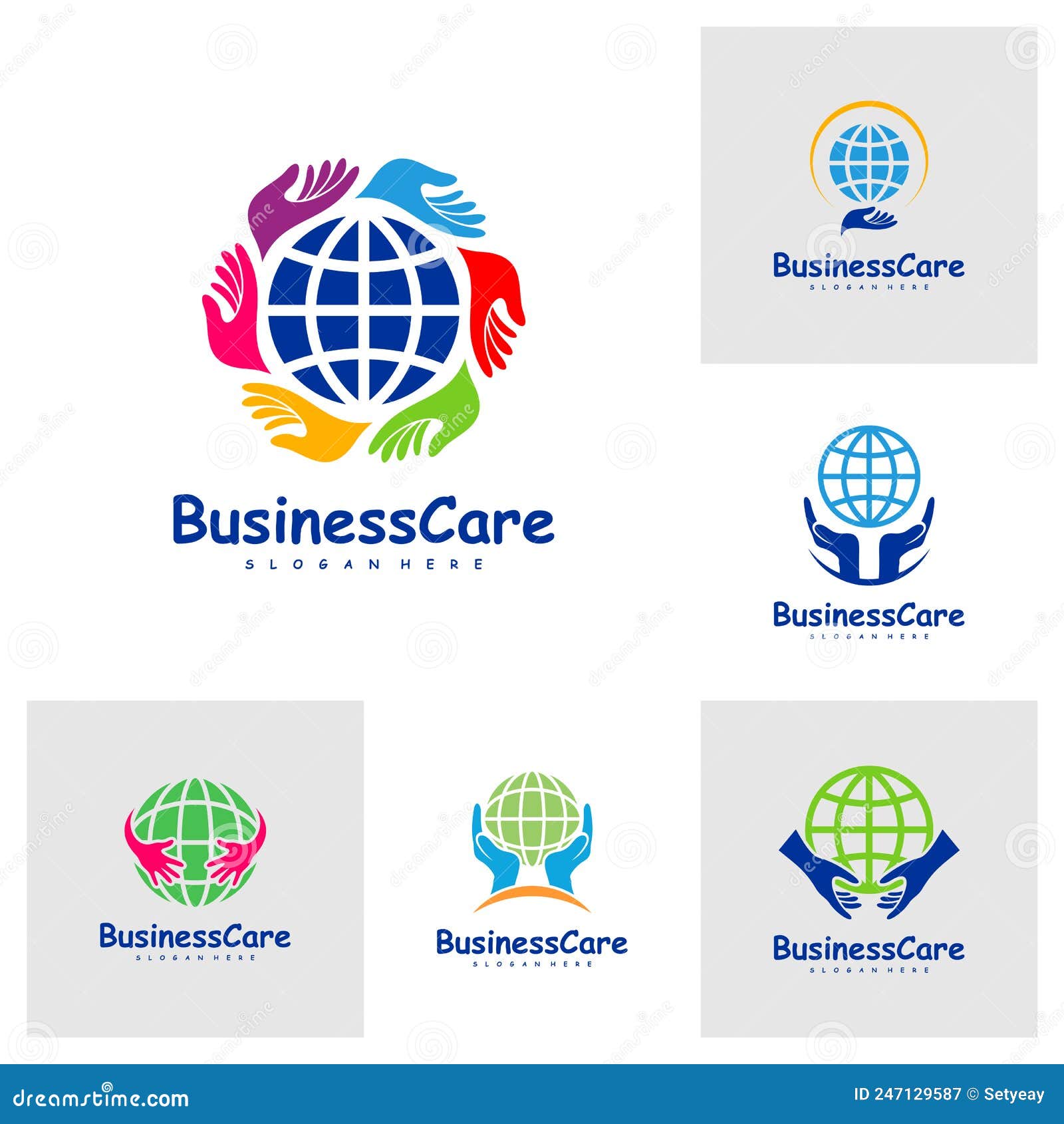 Set of World Care Logo Design Vector. Icon Symbol Stock Illustration ...