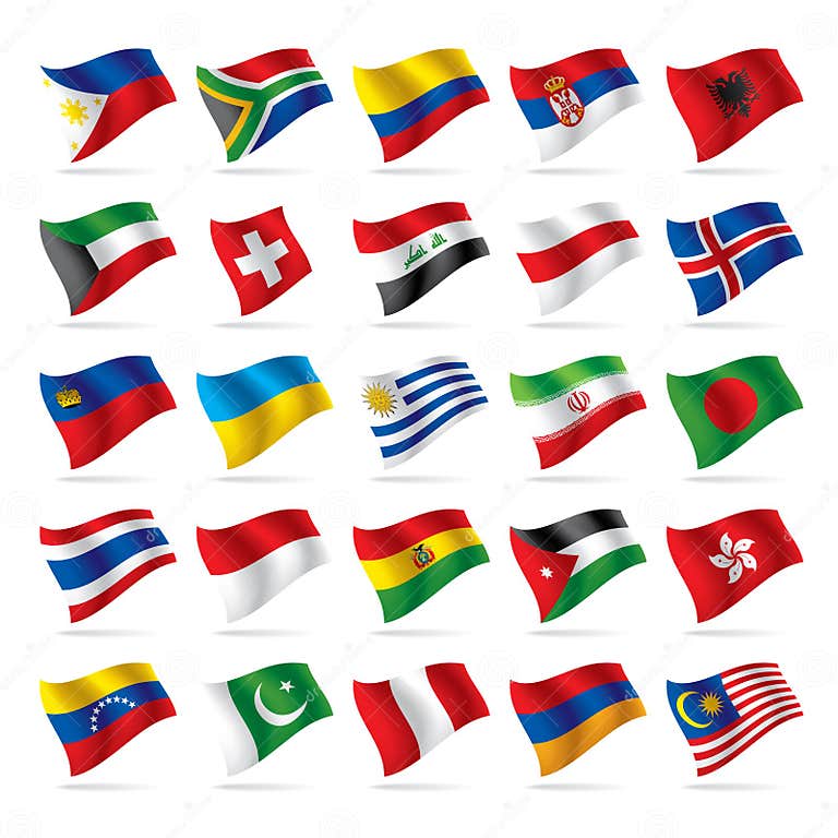 Set of world flags 3 stock vector. Illustration of icon - 5599599