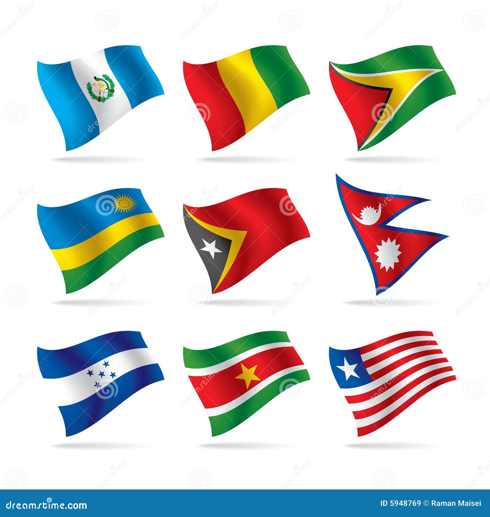 Set of world flags 9 stock vector. Illustration of suriname - 5948769