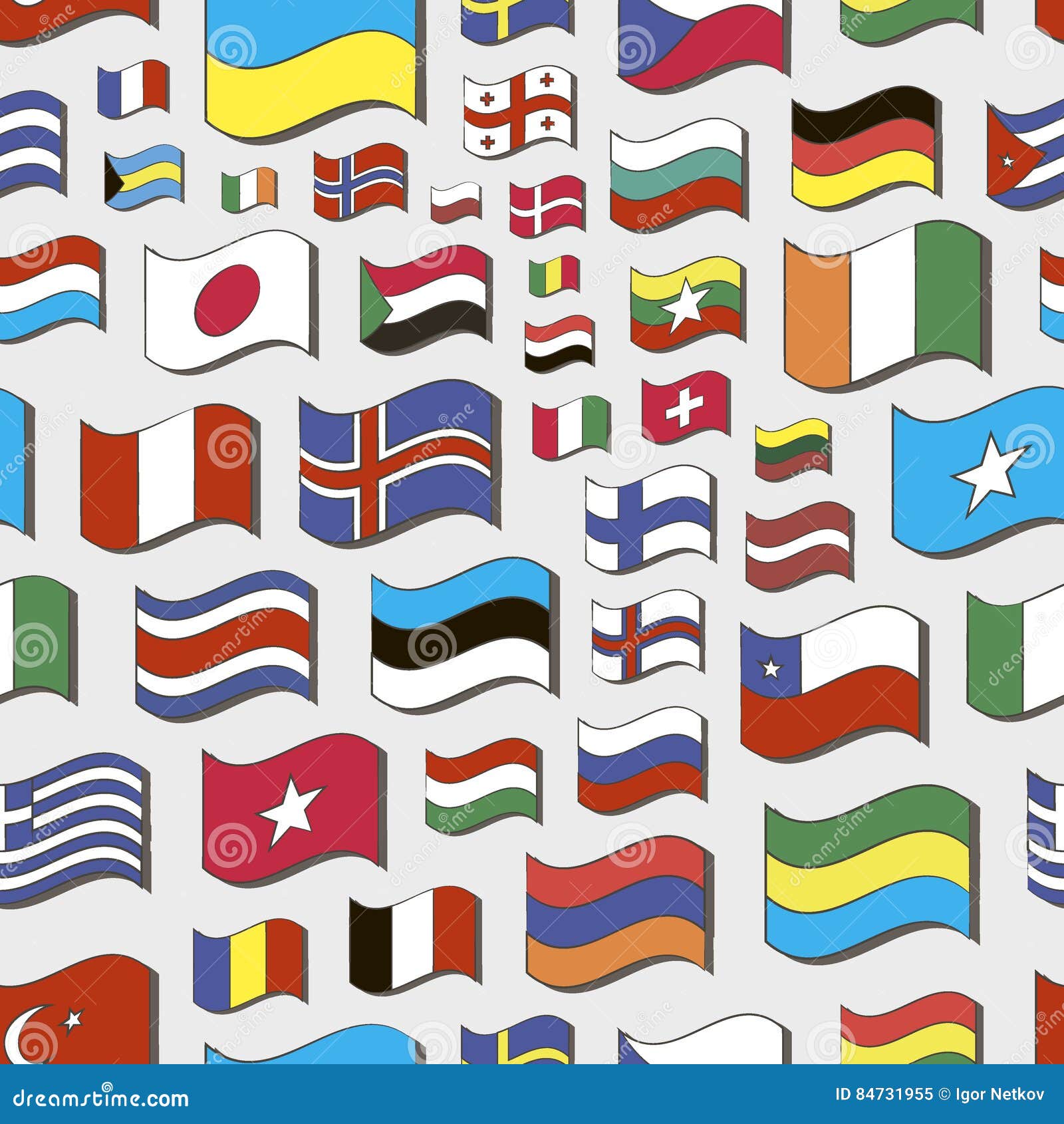 Set of world flags pattern stock vector. Illustration of north - 84731955