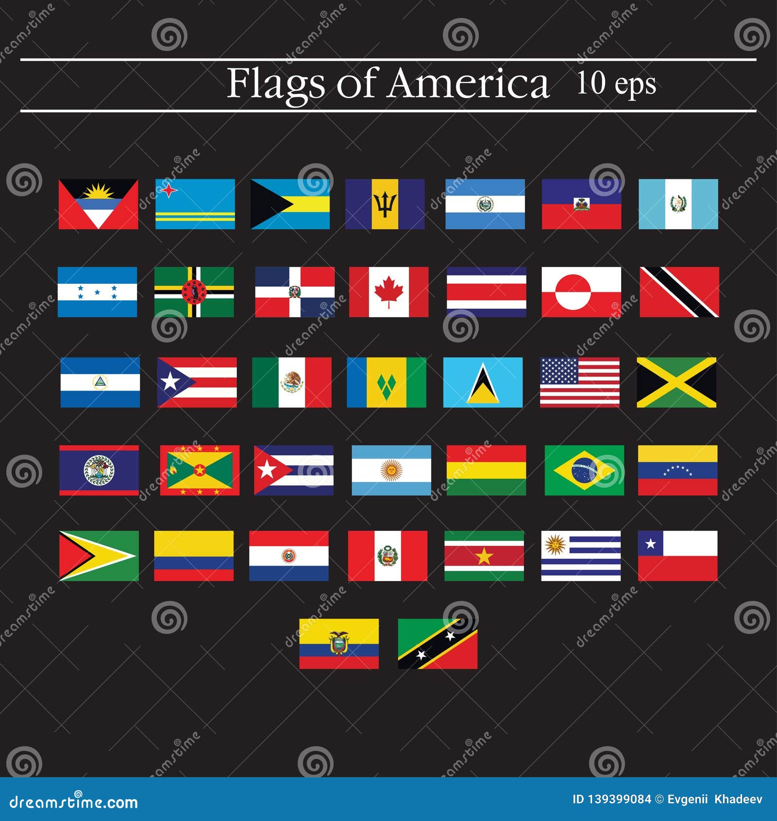 Set of World Flags Round Badges. America. 10 Eps Stock Illustration ...
