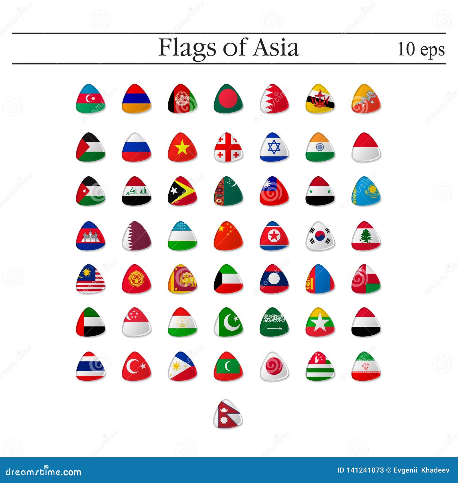 Set of World Flags Round Badges. Asia. 10 Eps Stock Illustration ...