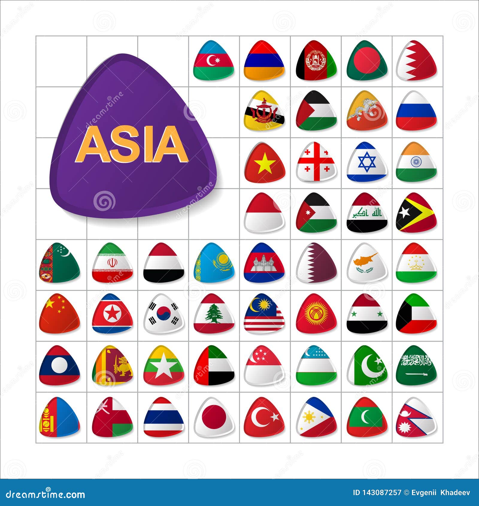 Set of World Flags Round Badges. Asia. 10 Eps Stock Illustration ...