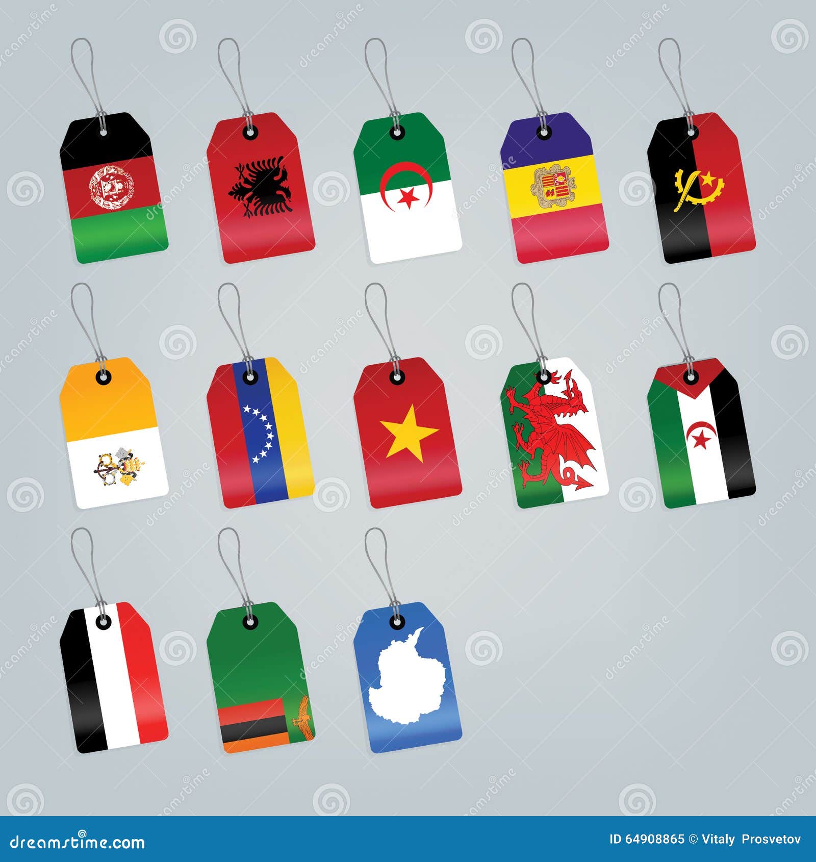 Set of world flags stock vector. Illustration of continent - 64908865