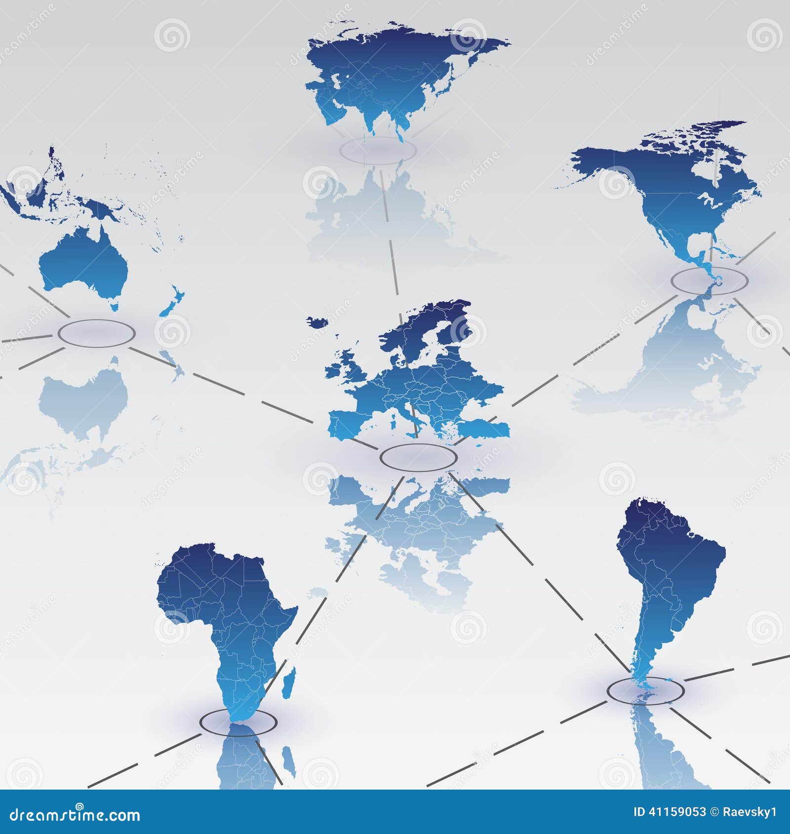 Set Of World Map Continents With Shadow Vector | CartoonDealer.com ...