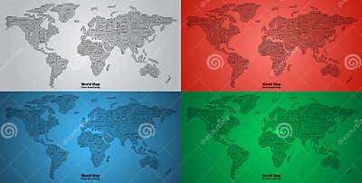 Set of World Map PCB Design Stock Vector - Illustration of design, blue ...