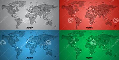 Set of World Map PCB Design Stock Vector - Illustration of modern ...