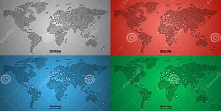 Set of World Map PCB Design Stock Vector - Illustration of modern ...