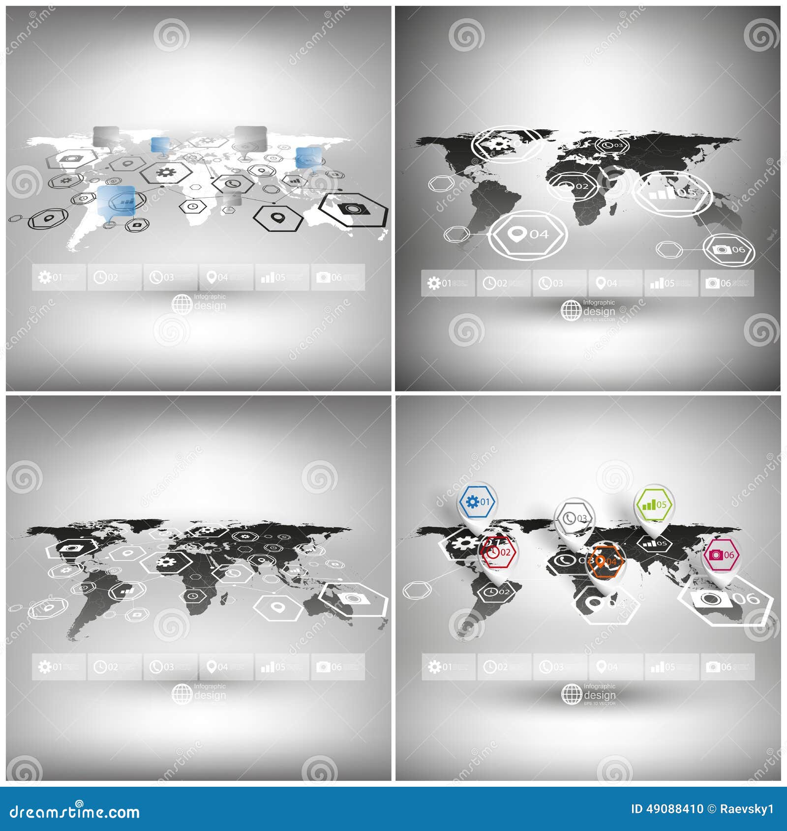 Perspective Infographic Pillars With Shadows. Presentation Template. 5 ...